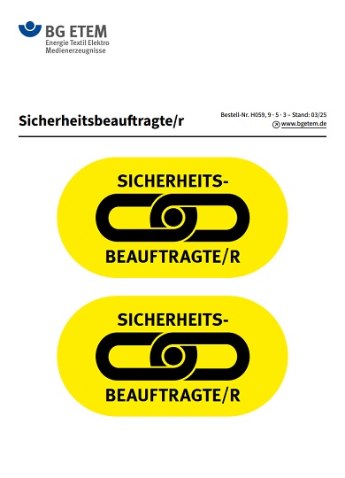 Aufkleber F r Sicherheitsbeauftragte Bogen 2 St ck Medien bgetem